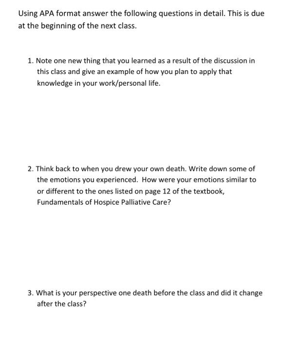 Solved Using APA format answer the following questions in | Chegg.com