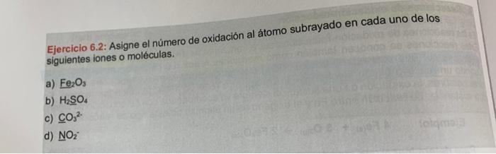 Solved Assign The Oxidation Number To The Underlined Atom In