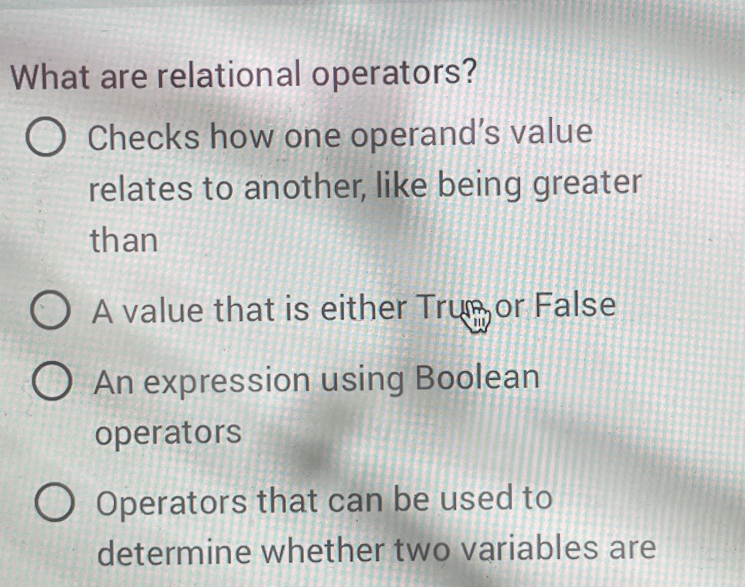 Solved What are relational operators?Checks how one | Chegg.com