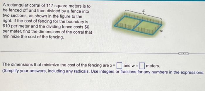 Solved A rectangular corral of 117 square meters is to be | Chegg.com
