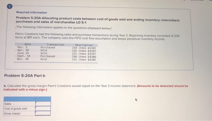 Solved Required information Problem 5-20A Allocating product | Chegg.com