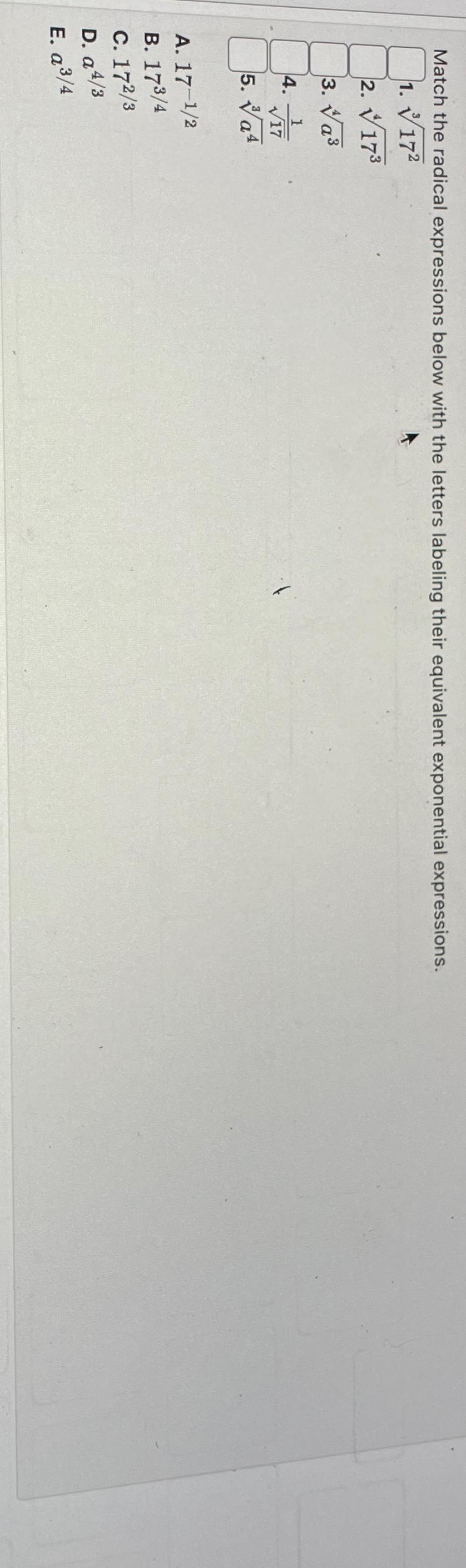Solved Match the radical expressions below with the letters | Chegg.com