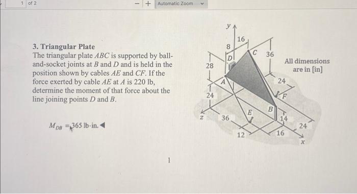 Solved 3. Triangular Plate The triangular plate ABC is | Chegg.com