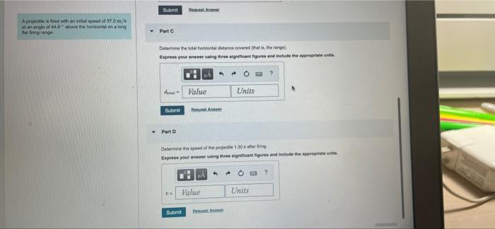 Solved Part A pored with an invloed of slam/ at an angle of | Chegg.com