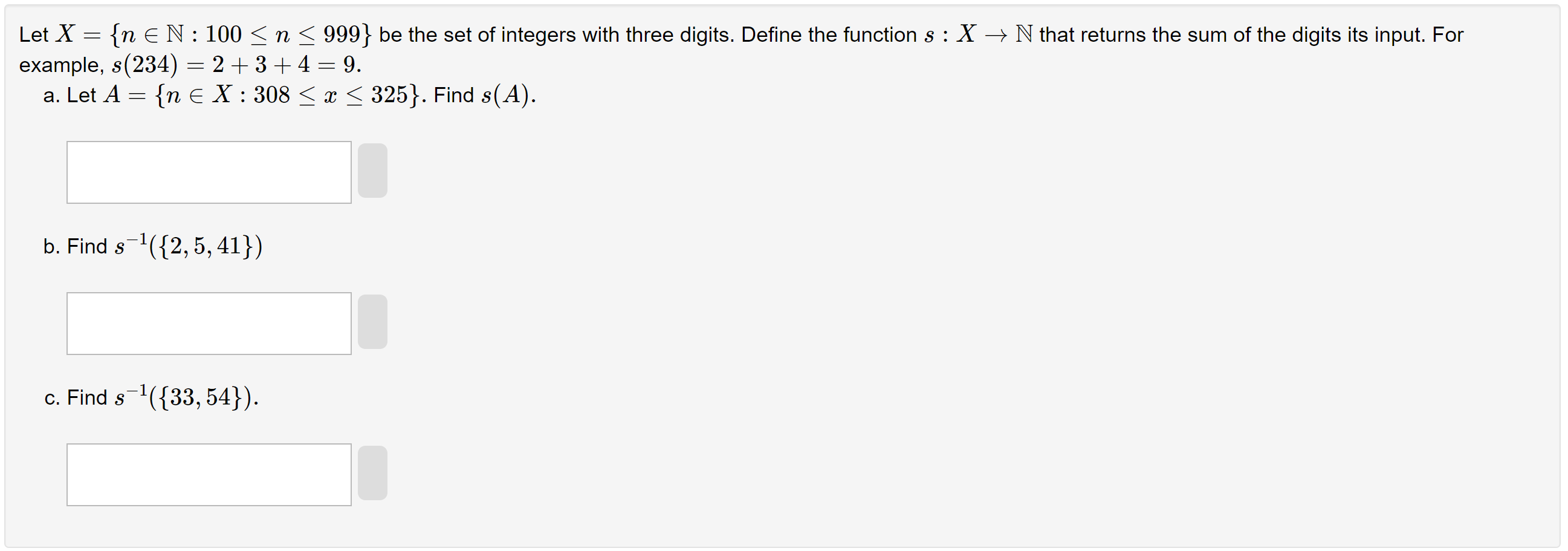 Solved Let x={ninN:100≤n≤999} ﻿be the set of integers with | Chegg.com