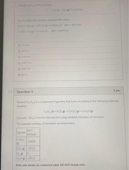 Solved Calculate Mtin for the reaction: CaO(s)+CO2(g)→CaCO3( | Chegg.com