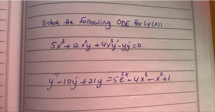 Solved Solve the following ODE for Cy(x)) | Chegg.com