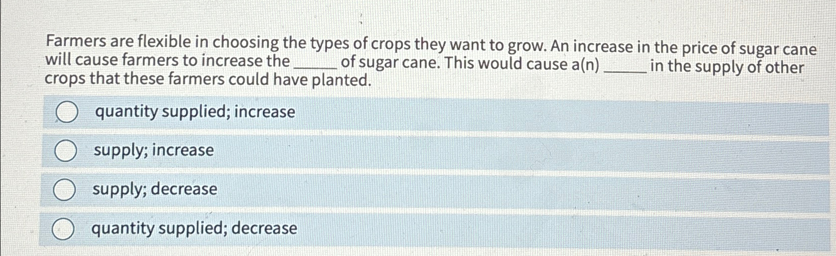 Solved Farmers are flexible in choosing the types of crops | Chegg.com