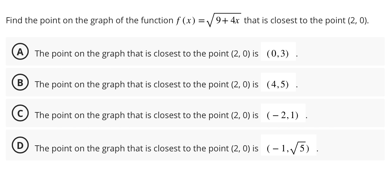 Solved Find the point on the graph of the function | Chegg.com Solved Find the point on the graph of the function | Chegg.com