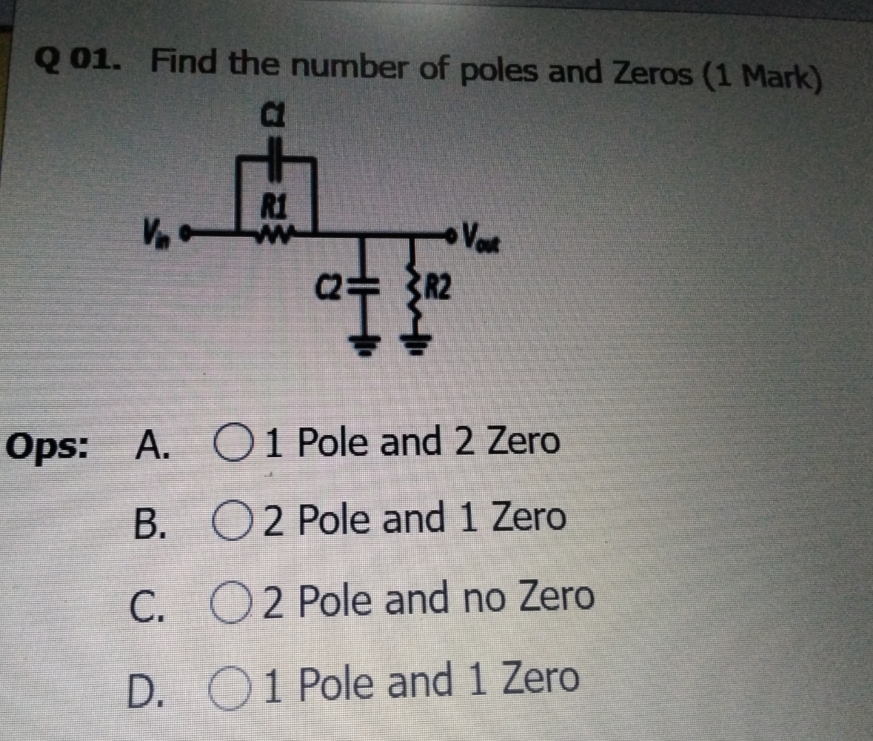 Q 01. ﻿Find the number of poles and Zeros (1 | Chegg.com