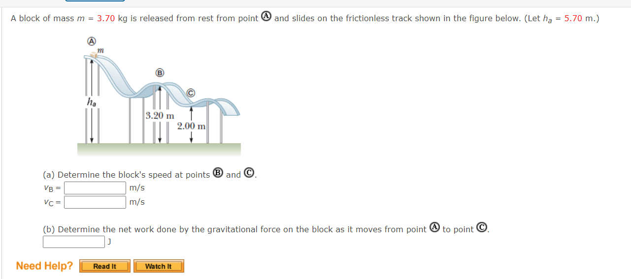 Solved A block of mass m=3.70kg ﻿is released from rest from | Chegg.com