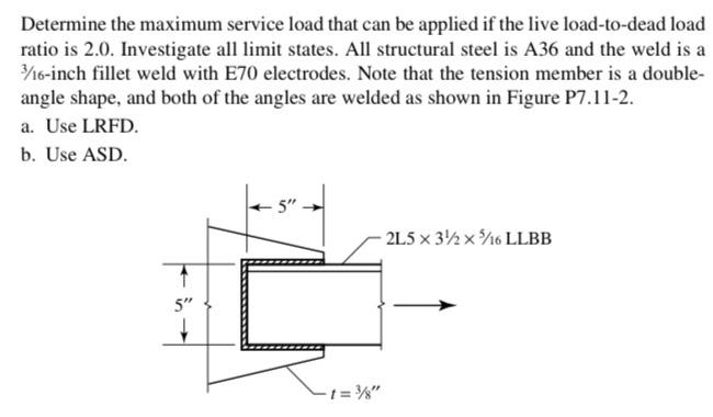Solved Determine the maximum service load that can be | Chegg.com