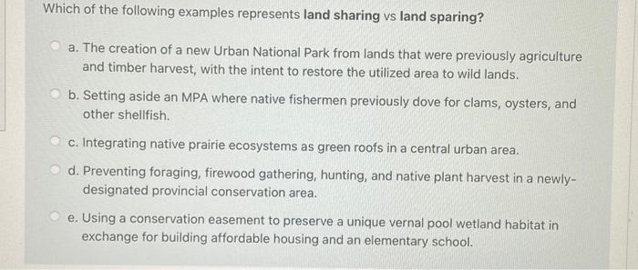 Solved Which of the following examples represents land | Chegg.com