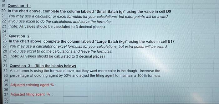 Question 1: In the chart above, complete the column | Chegg.com