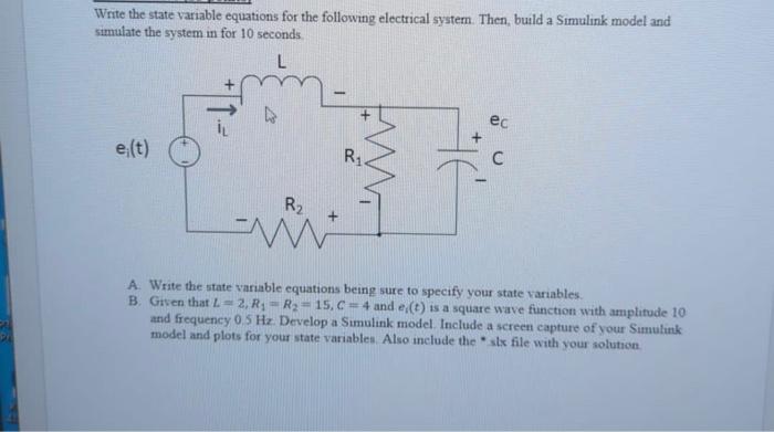 Solved Write the state variable equations for the following | Chegg.com