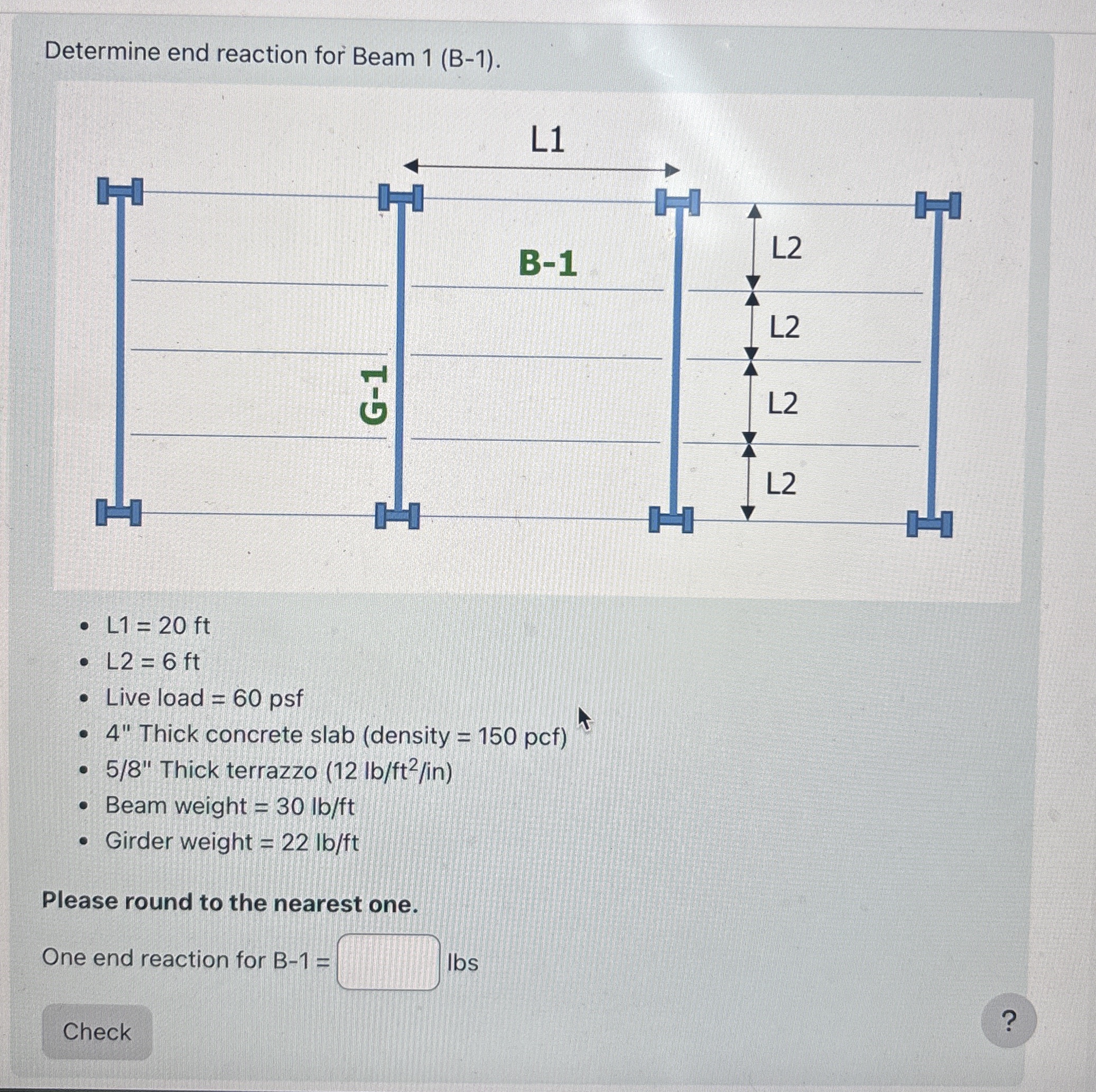 Determine end reaction for Beam | Chegg.com