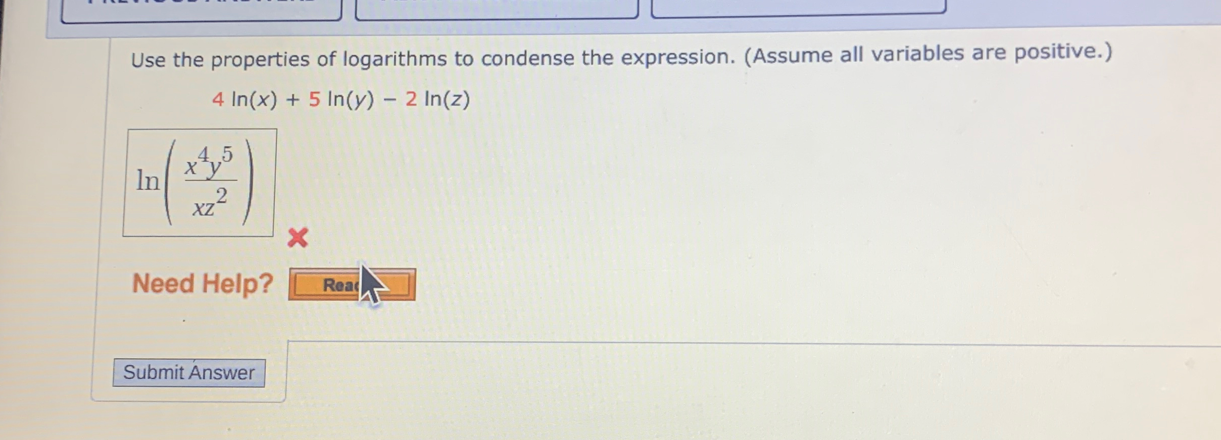 Solved Use the properties of logarithms to condense the | Chegg.com