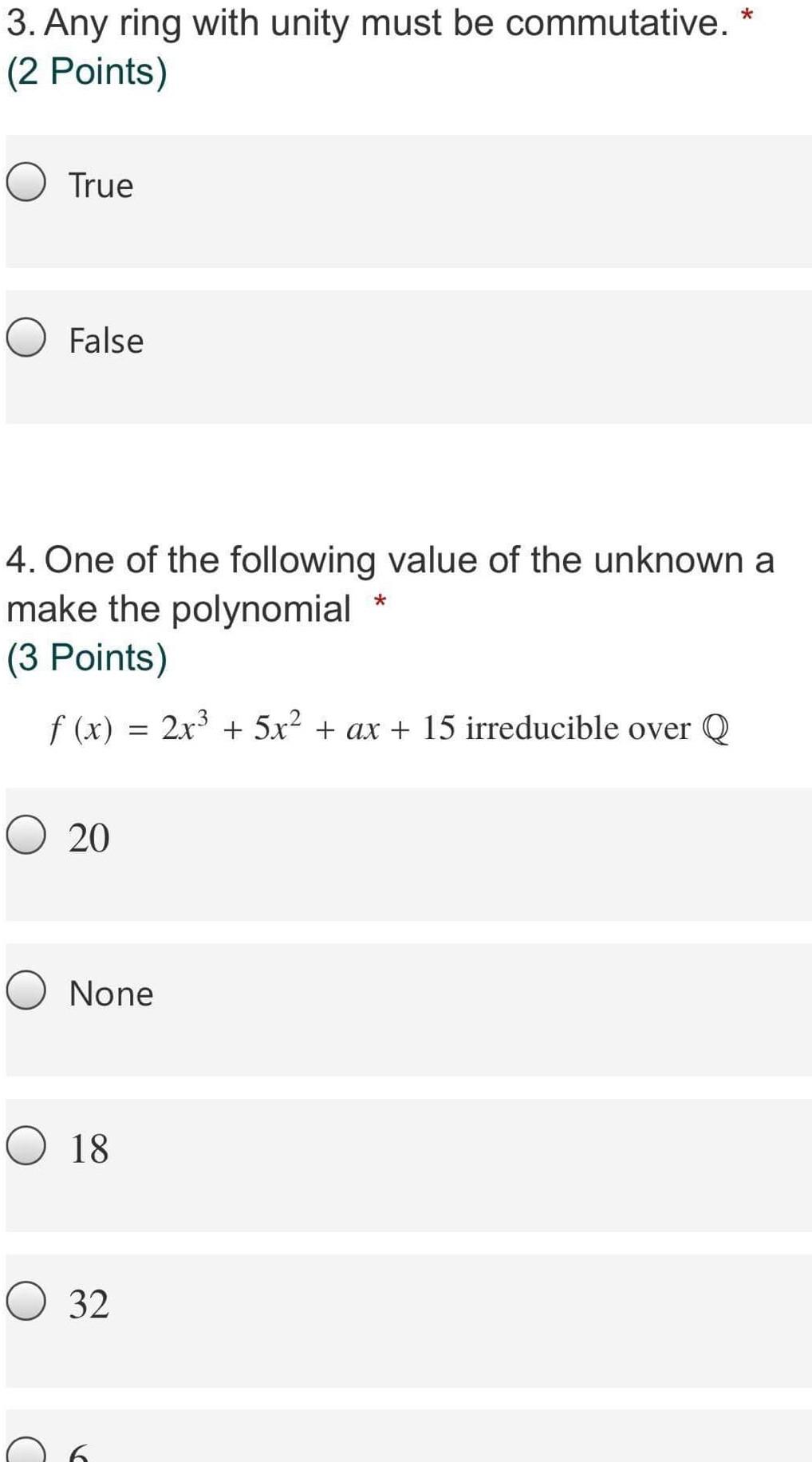 Solved 3. Any ring with unity must be commutative. (2 | Chegg.com