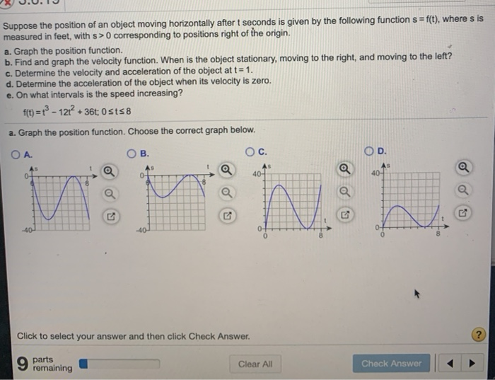 Solved Suppose the position of an object moving horizontally | Chegg.com