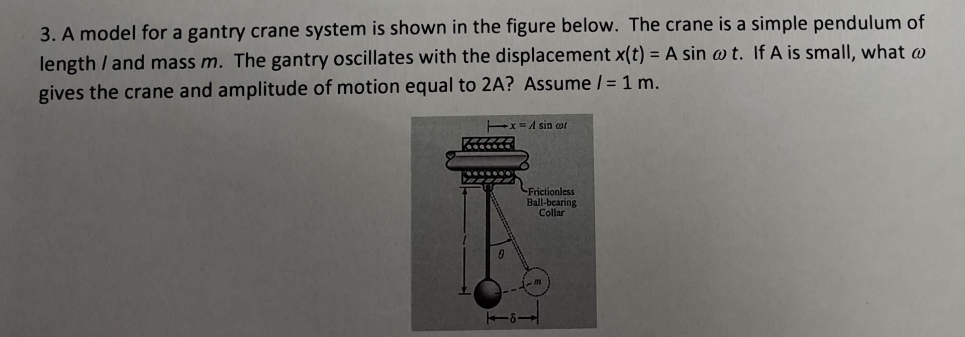 Solved A model for a gantry crane system is shown in the | Chegg.com