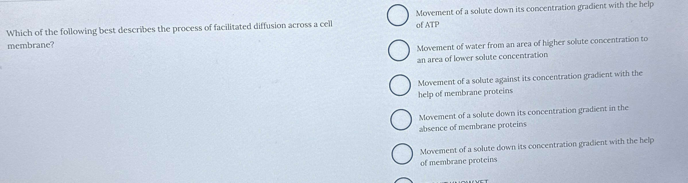 Solved Movement of a solute down its concentration gradient | Chegg.com