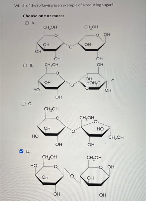 Solved Which of the following is an example of a reducing | Chegg.com