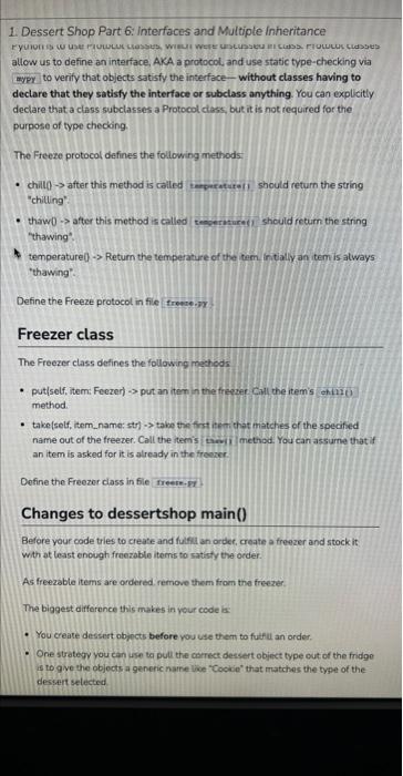 Solved 1. Dessert Shop Part 6: Interfaces and Multiple | Chegg.com