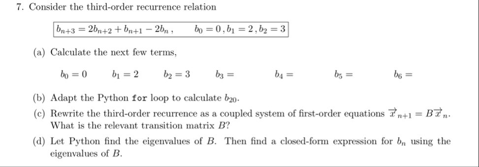 Solved Consider the third-order recurrence | Chegg.com