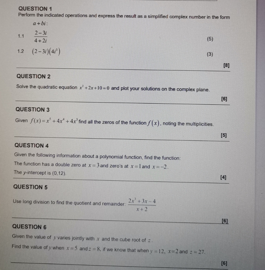 Solved QUESTION 1Perform the indicated operations and | Chegg.com