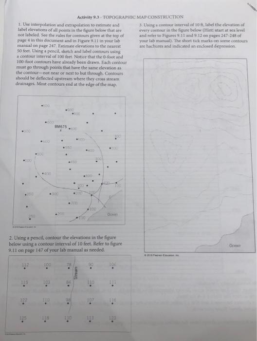 Solved Activity 93 Topographic Map Construction 1 Use 