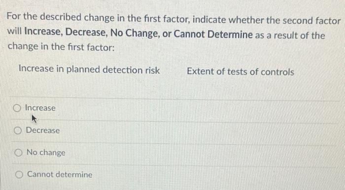 Solved For the described change in the first factor, | Chegg.com
