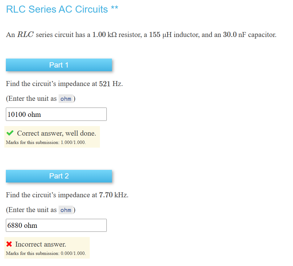 Solved RLC Series AC Circuits **An RLC ﻿series circuit has a | Chegg.com