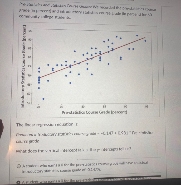 Solved: Pre-Statistics And Statistics Course Grades: We Re... | Chegg.com
