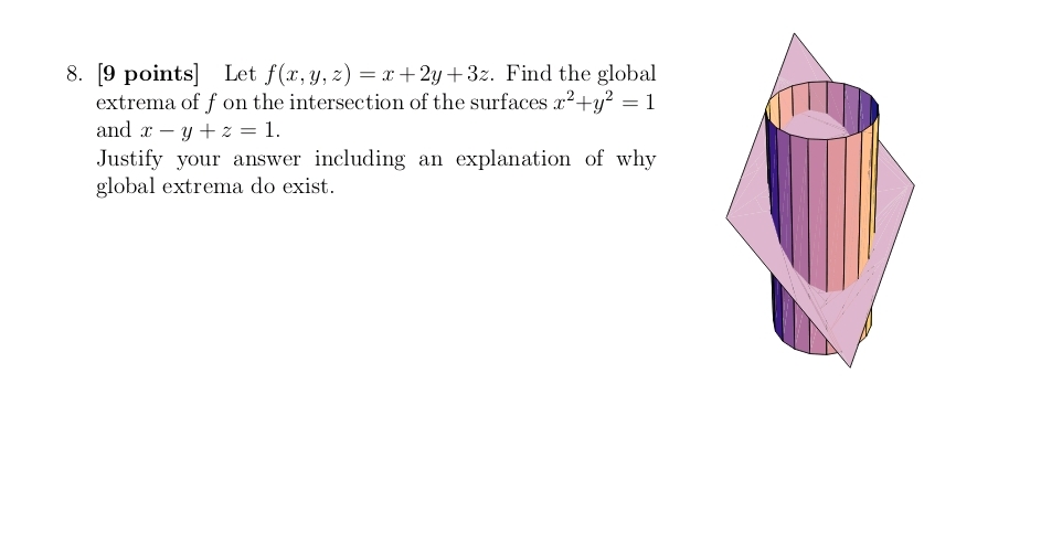 Solved [9 ﻿points] ﻿Let f(x,y,z)=x+2y+3z. ﻿Find the global | Chegg.com