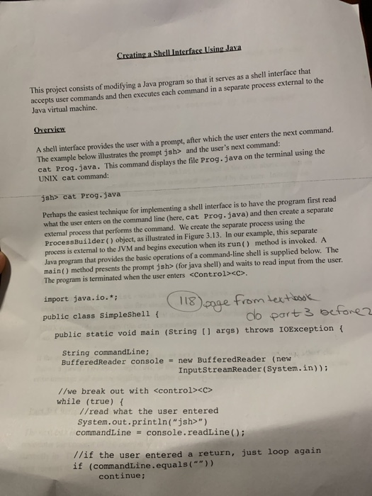 Creating a Shell Interface Using Jaya This project | Chegg.com