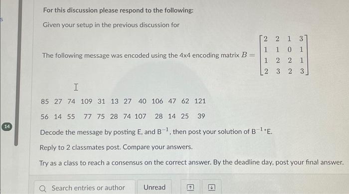 Solved 14 For this discussion please respond to the | Chegg.com