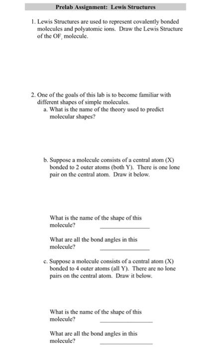Solved Prelab Assignment: Lewis Structures 1. Lewis | Chegg.com