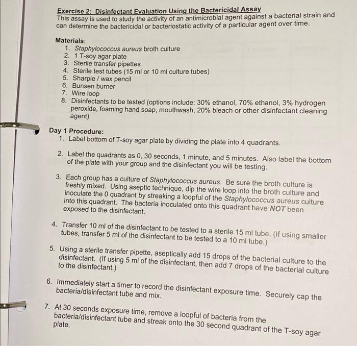 Solved 8. At 60 seconds exposure time, remove a loopful of | Chegg.com