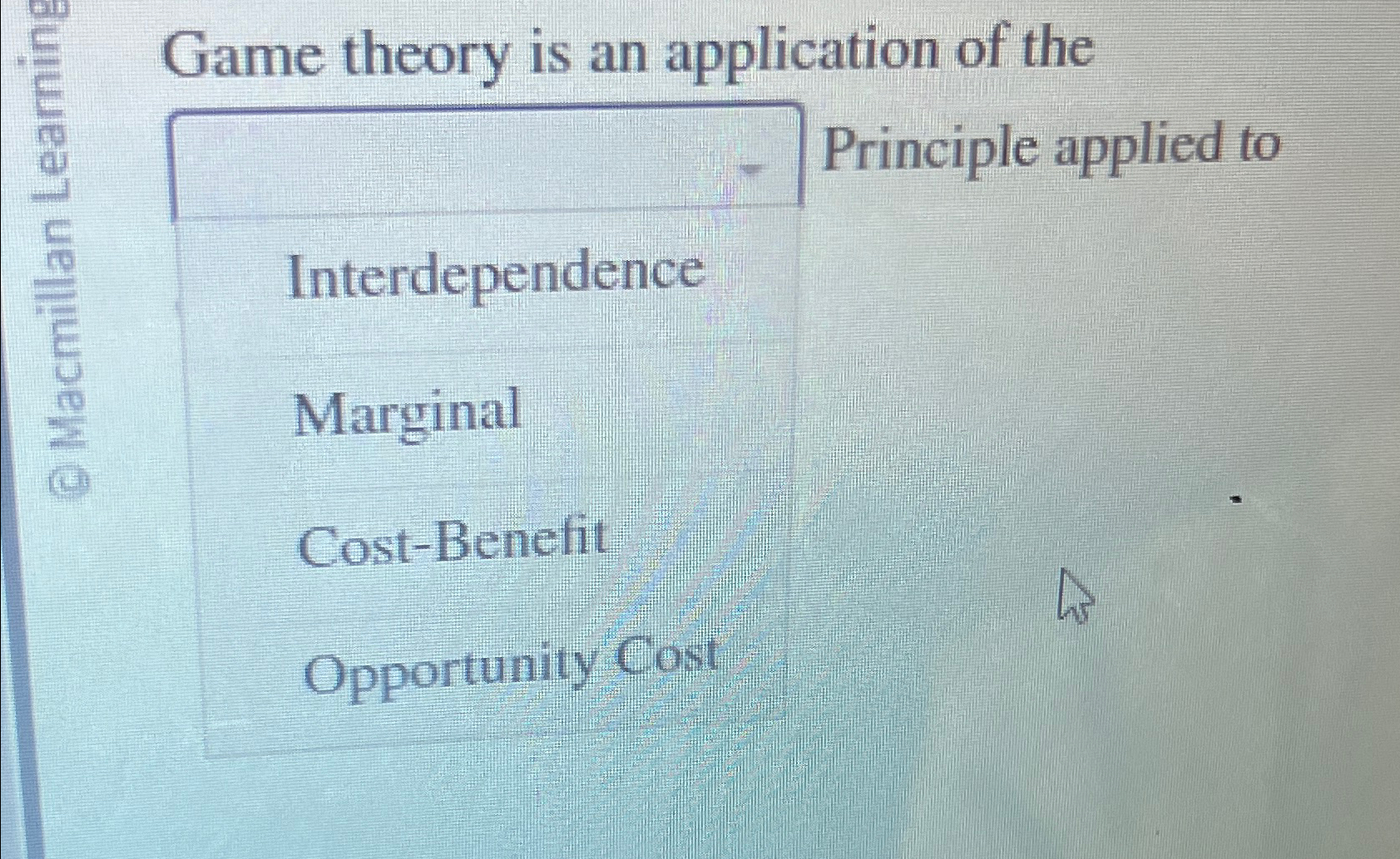 Solved Game theory is an application of thePrinciple applied | Chegg.com
