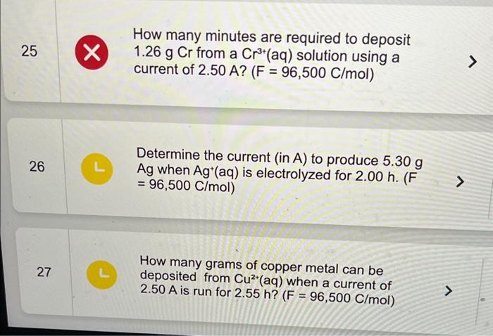 Solved How many minutes are required to deposit 1.26 gCr | Chegg.com