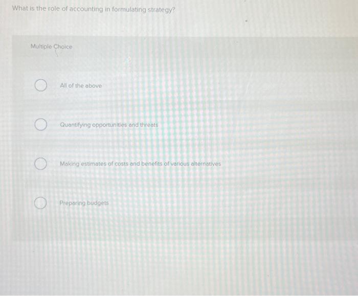 Solved What is the role of accounting in formulating | Chegg.com