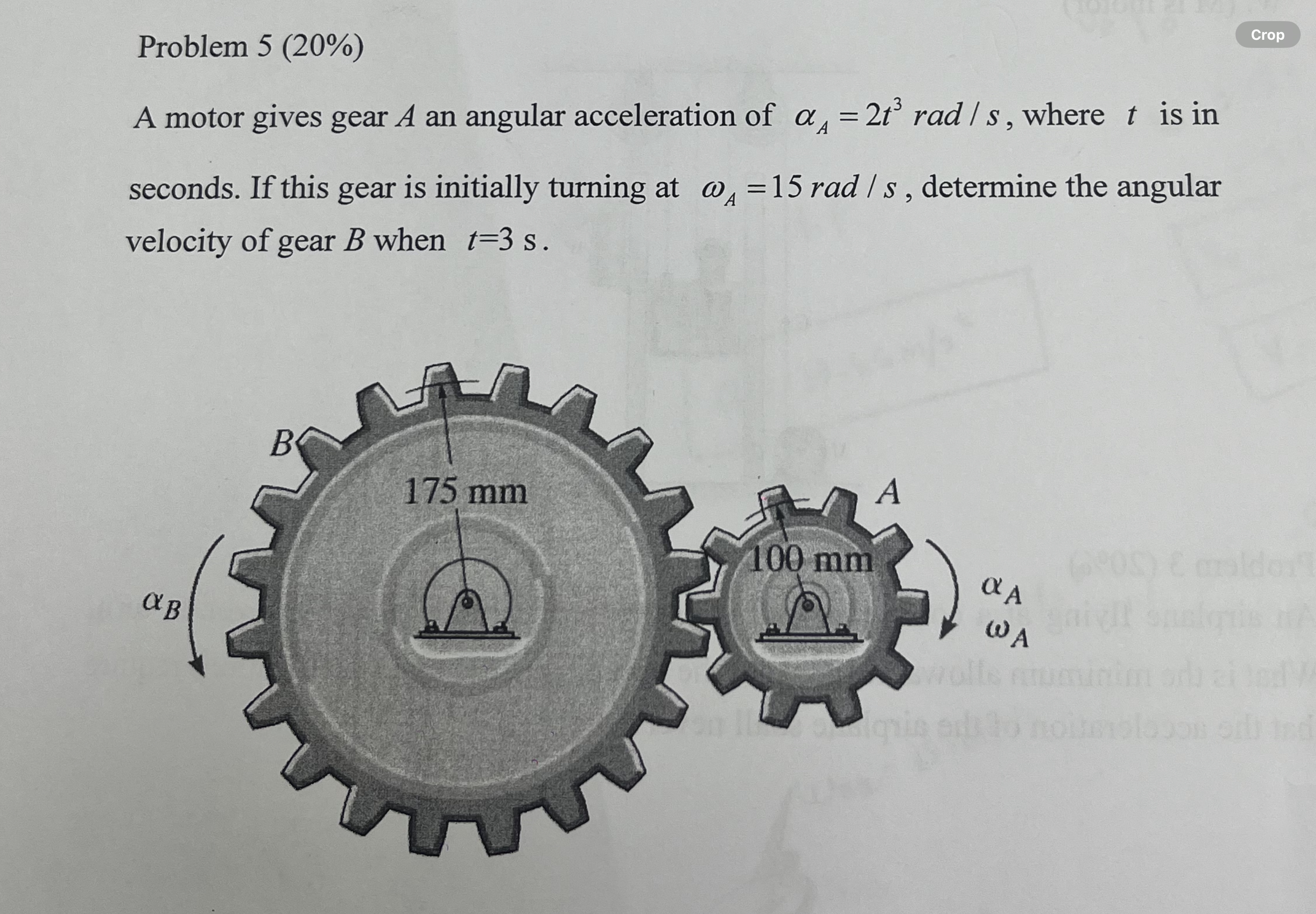 Solved Problem 5 (20%)A motor gives gear A ﻿an angular | Chegg.com