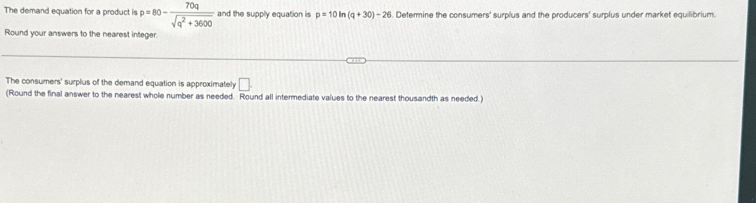 Solved Round your answers to the nearest integer:The | Chegg.com