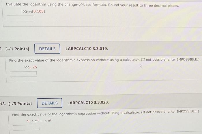 Solved Evaluate the logarithm using the change-of-base | Chegg.com