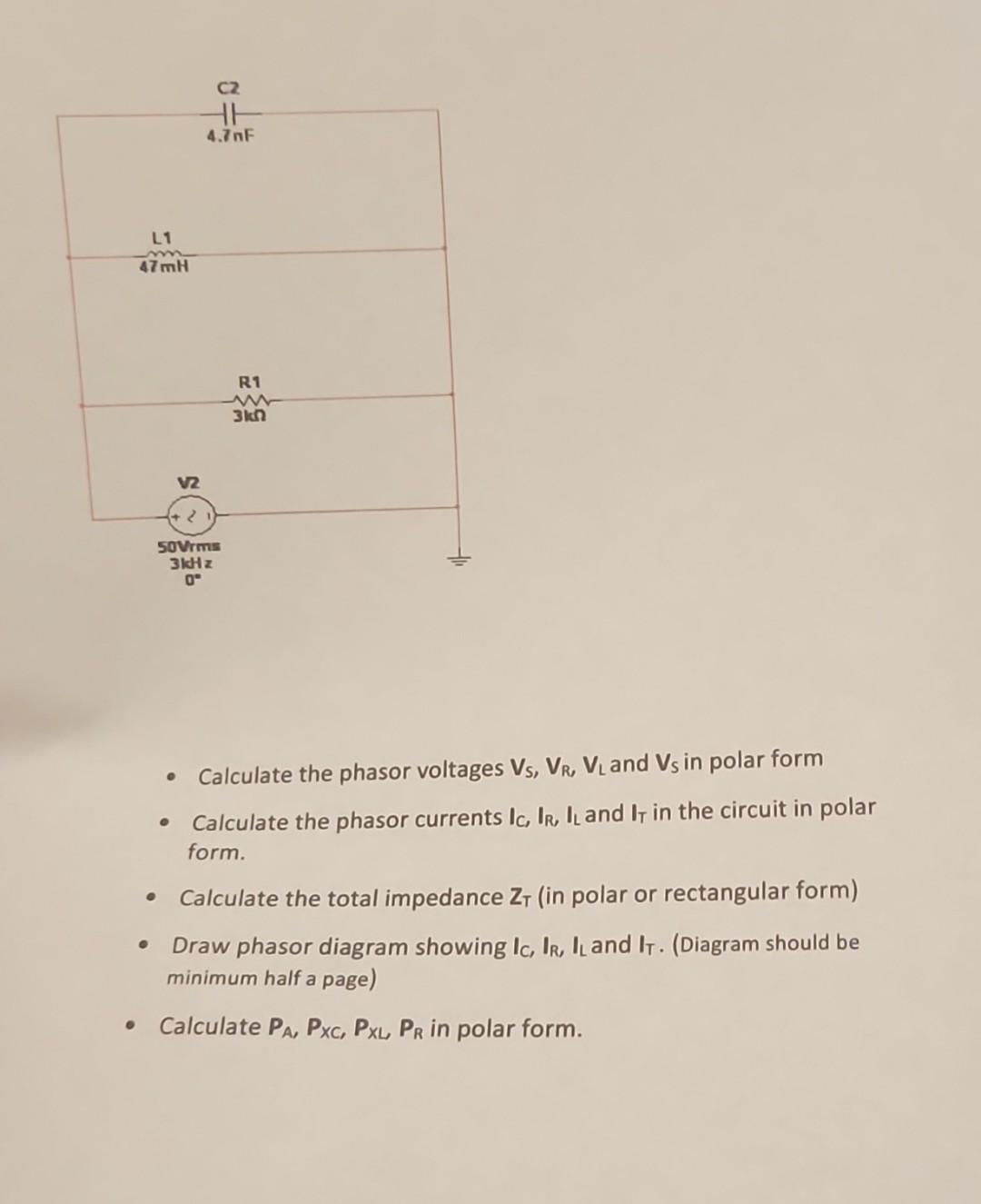 Solved - Calculate the phasor voltages VS,VR,VL and VS in | Chegg.com
