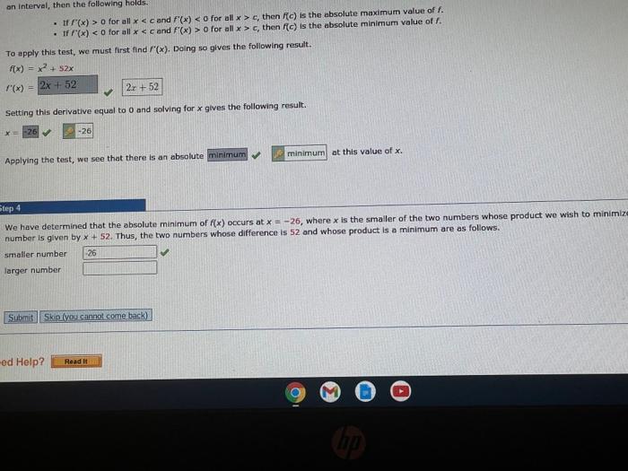 Solved Find two numbers whose difference is 52 and whose | Chegg.com