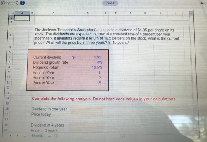 Solved 6 File Home Insert Calculating Stock Price Excel