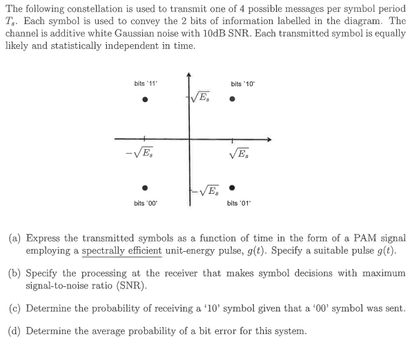 Solved The following constellation is used to transmit one | Chegg.com