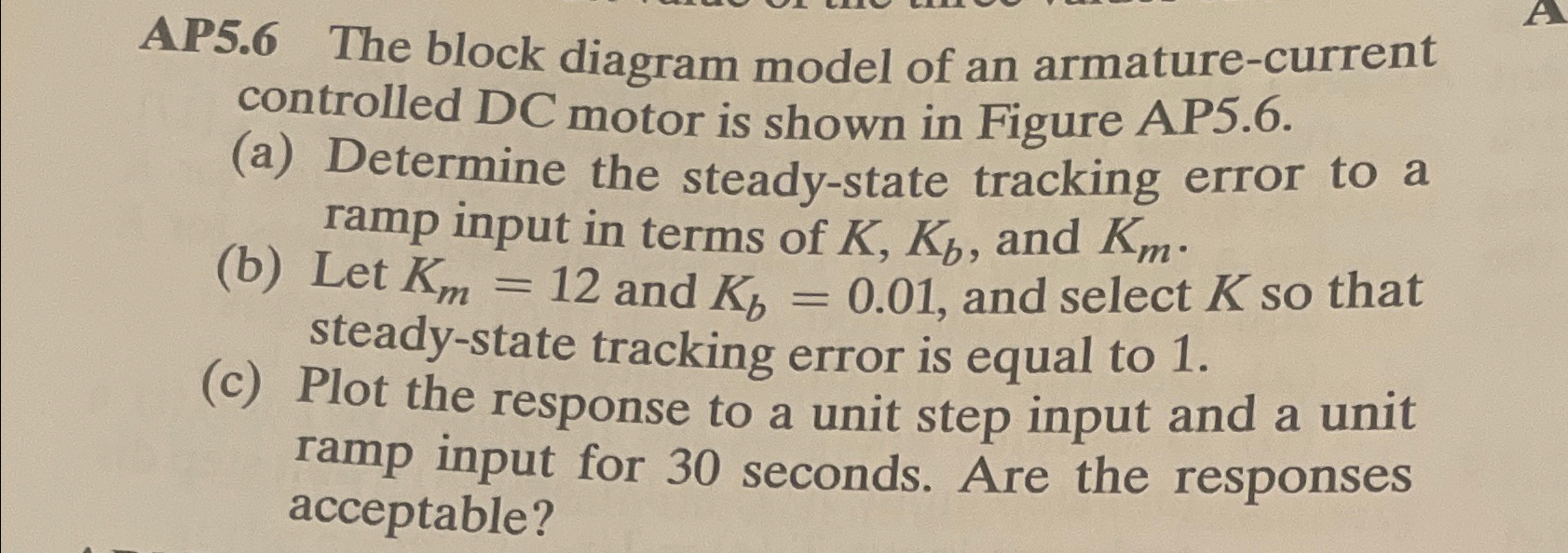 AP5.6 ﻿The block diagram model of an armature-current | Chegg.com