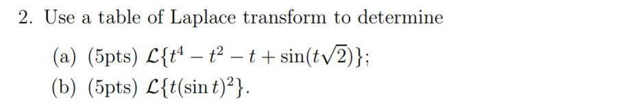 Solved 2. Use a table of Laplace transform to determine (a) | Chegg.com